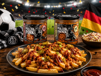 Fan-Arena Loaded Fries mit Axels Pulled Pork oder Pulled Chicken ...