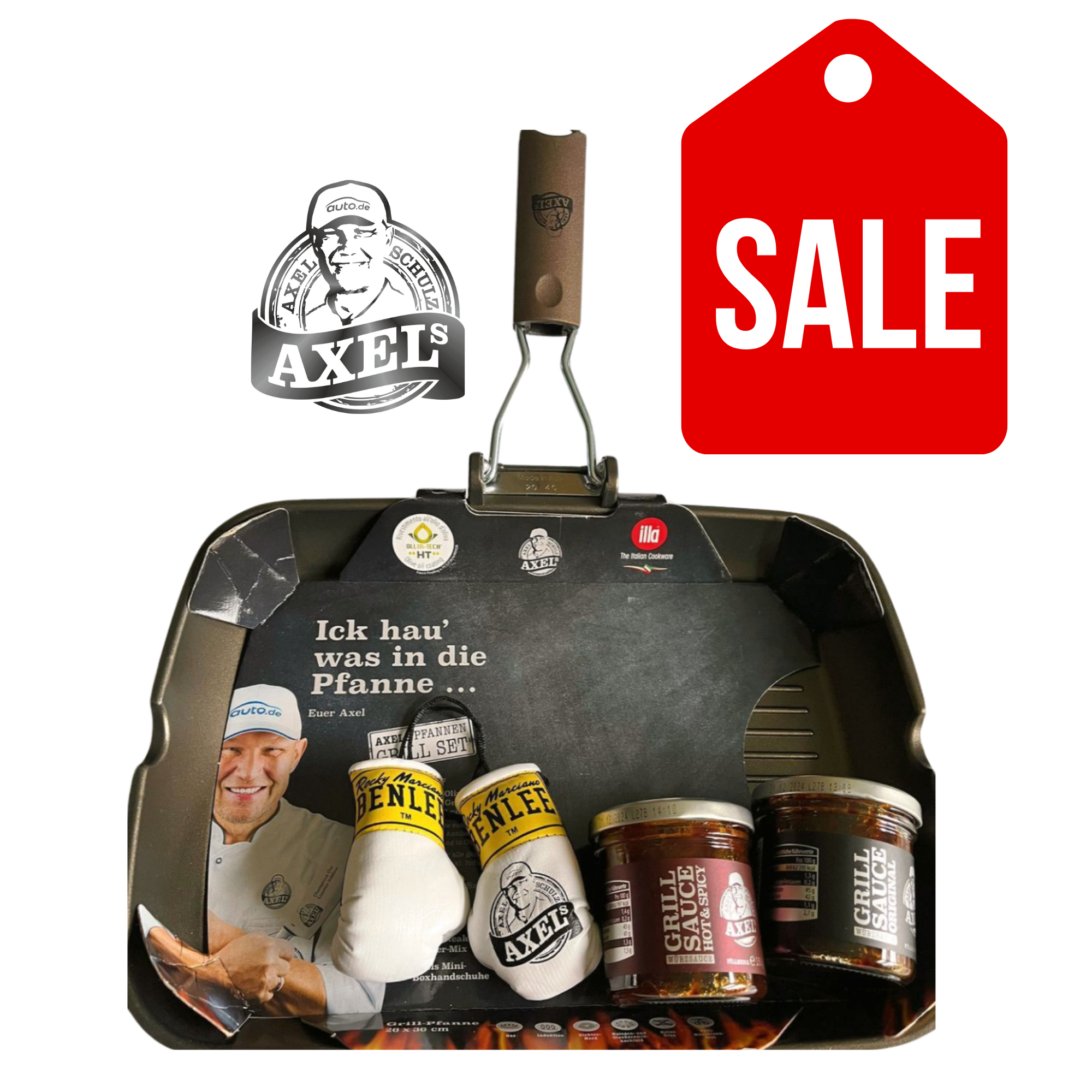 AXEL's Grillbundle - Olivilla Extra Grill-Pfanne inkl. Grillsaucen + M ...