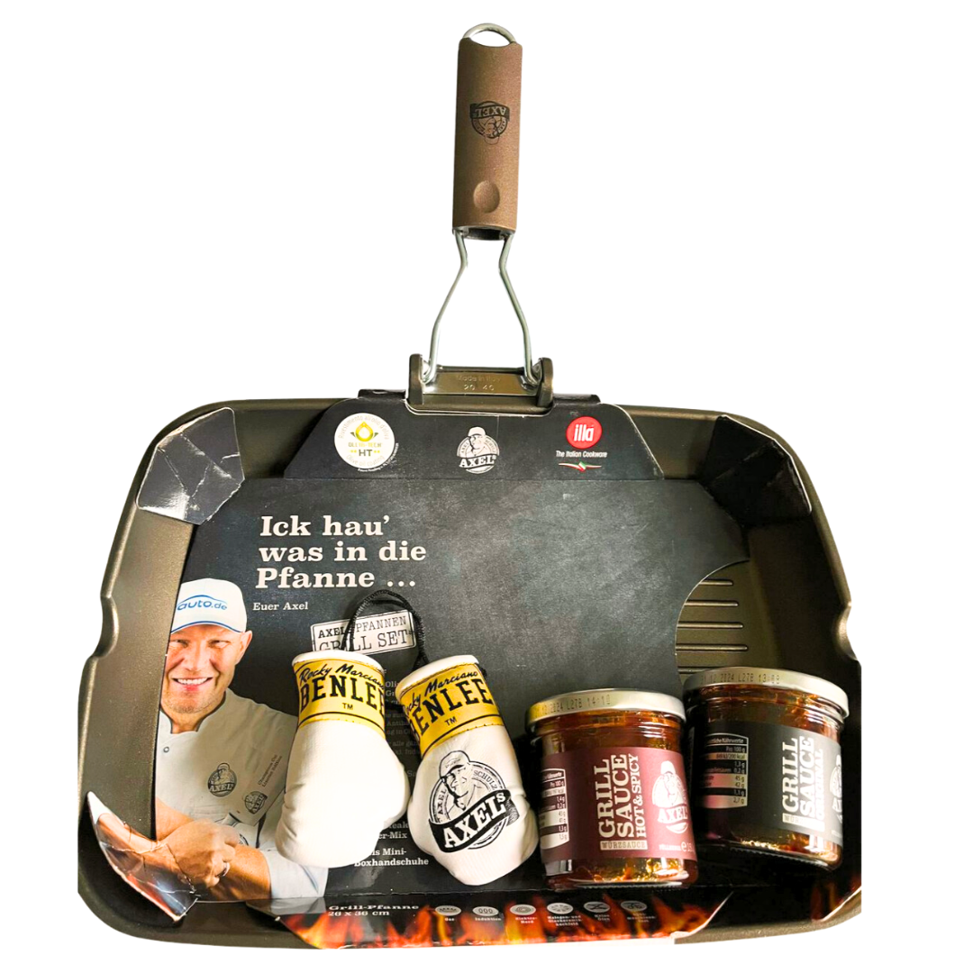 AXEL's Grillbundle - Olivilla Extra Grill-Pfanne inkl. Grillsaucen + M ...