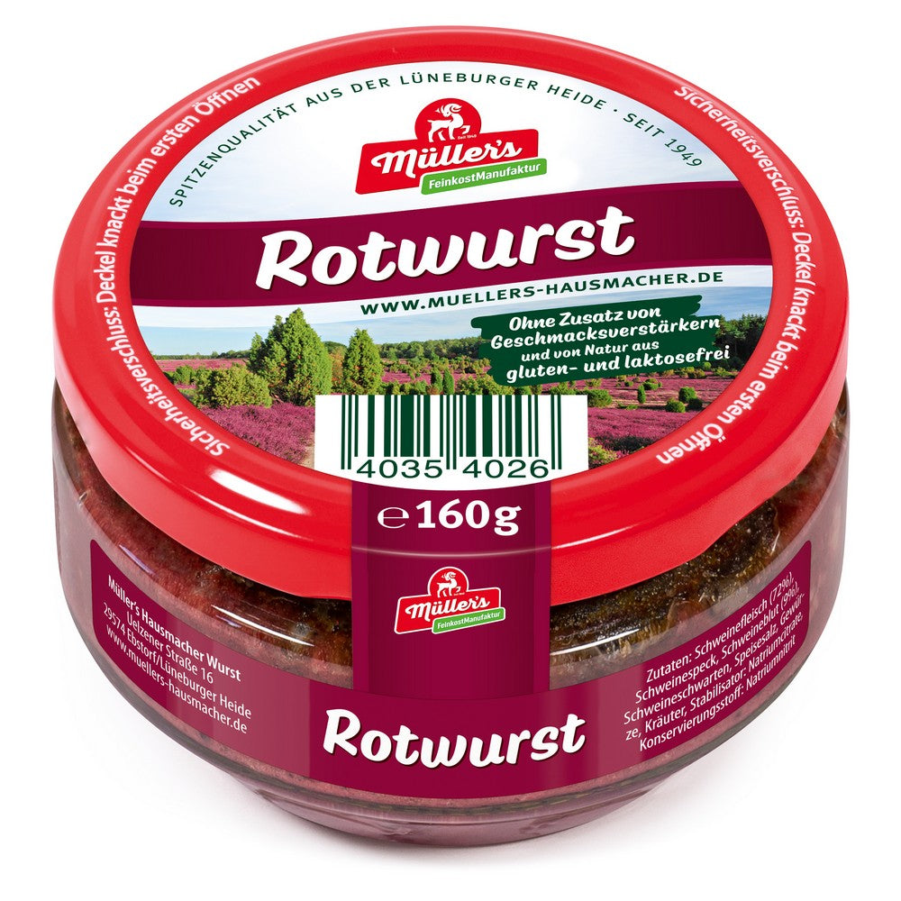 Müller's Rotwurst 160g - 6er Set – Müller's FeinkostManufaktur